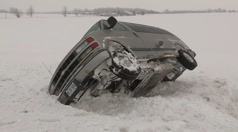 car accident in freezing rain storm | Stock Video | Pond5