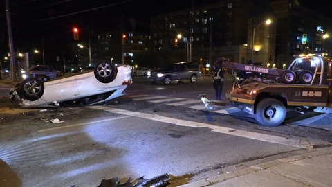 Car accident at night on dark city stree... | Stock Video | Pond5