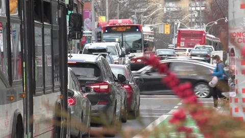 Car and bus traffic jam and gridlock on ... | Stock Video | Pond5
