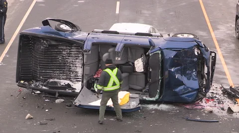 Car crash and major accident scene with ... | Stock Video | Pond5