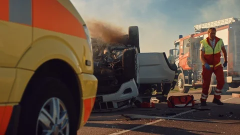 On Car Crash Traffic Accident Scene: Par... | Stock Video | Pond5