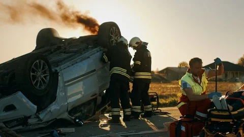 On the Car Crash Traffic Accident Scene:... | Stock Video | Pond5