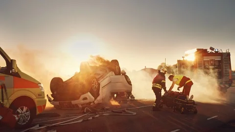 On the Car Crash Traffic Accident Scene:... | Stock Video | Pond5