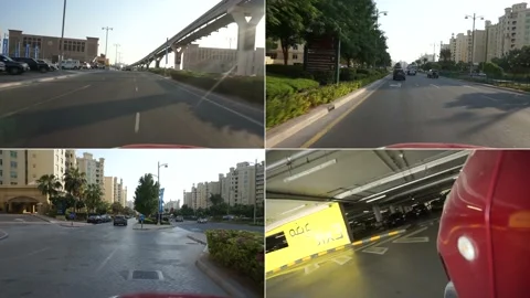 Car driving. Dubai. Split screen. Point ... | Stock Video | Pond5