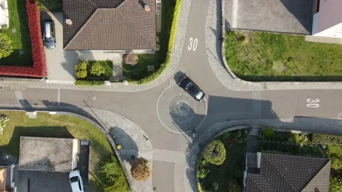Car driving in Roundabout, aerial view | Stock Video | Pond5