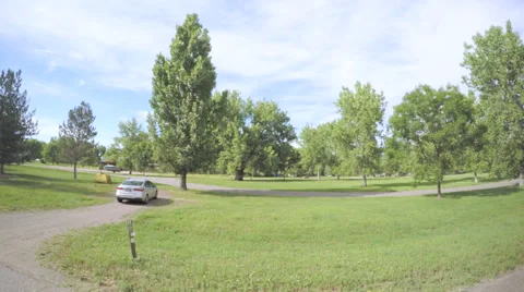 Car driving through campground at Cherry... | Stock Video | Pond5