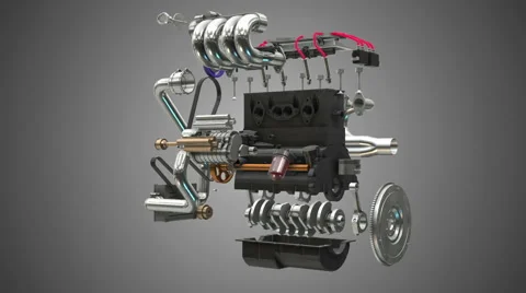 Car Engine Assembling-disassembling Anim... | Stock Video | Pond5