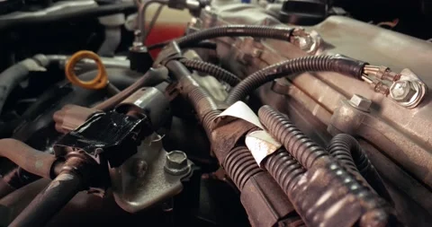 Car Engine Bay Probe Lens Slider Motion | Stock Video | Pond5