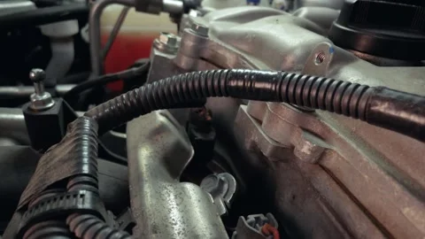 Car Engine Bay Probe Lens Slider Motion | Stock Video | Pond5