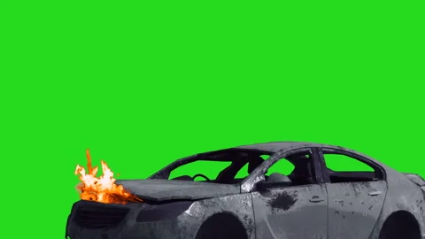 Car on fire exploding green screen | Stock Video | Pond5