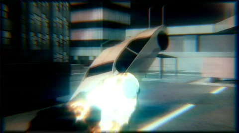 Car Flip crash fire burn glint | Stock Video | Pond5