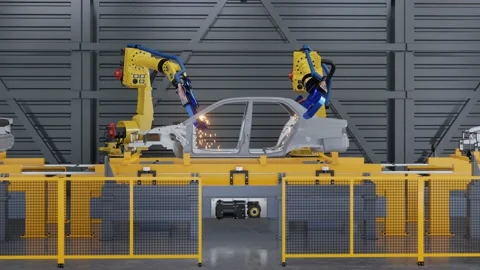 Car frame on slide conveyor on the Autom... | Stock Video | Pond5