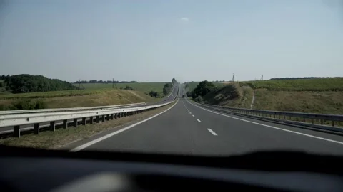 Car front view driving highway. | Stock Video | Pond5