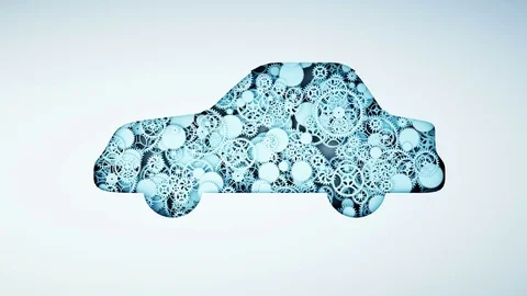 Car from gears. Realistic 4k flat animat... | Stock Video | Pond5