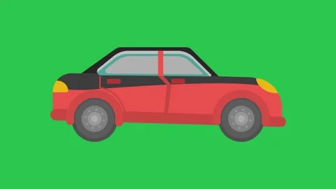 car on a green background. Cute 2d Carto... | Stock Video | Pond5