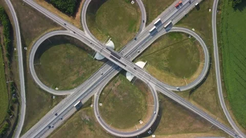 car interchange from a bird's-eye view | Stock Video | Pond5