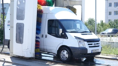 Car mini Bus Mercedes Sprinter Wash Stat... | Stock Video | Pond5