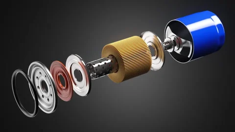 Car oil filter structure isolated on bla... | Stock Video | Pond5
