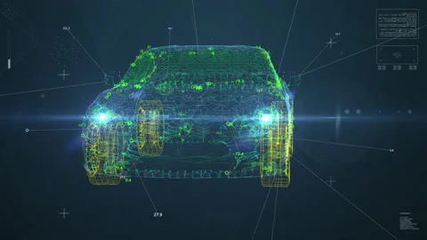 Car plexus animation UI. Automotive HUD ... | Stock Video | Pond5