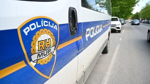 Car of police forces in Croatia. Emblem... | Stock Video | Pond5