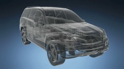 car rotate. visible engine and gear tran... | Stock Video | Pond5