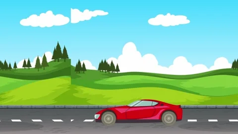 Car Running In The Road Animation Video | Stock Video | Pond5
