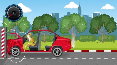 Car Speed Test and Crash Animation | Stock Video | Pond5