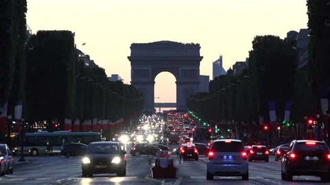 Car Traffic on Champs Elysees by Triumph... | Stock Video | Pond5