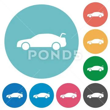 Car trunk open dashboard indicator flat round icons: Royalty Free ...
