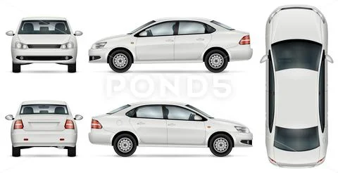 Car vector template. Vehicle branding mock up side, front, back, top ...