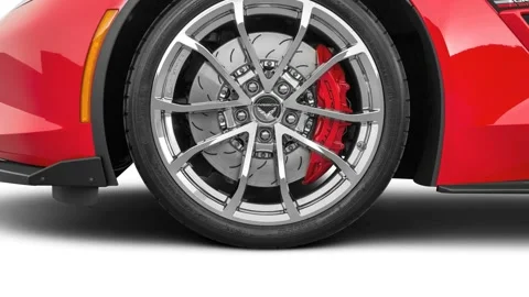 Car wheel close up side view Torch Red 2... | Stock Video | Pond5