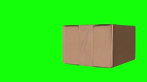 Cardboard Box Falling on Green Screen | Stock Video | Pond5
