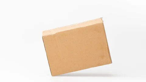 cardboard box on white background stop m... | Stock Video | Pond5