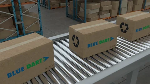 Cardboard boxes with Bluedart Logo on co... | Stock Video | Pond5