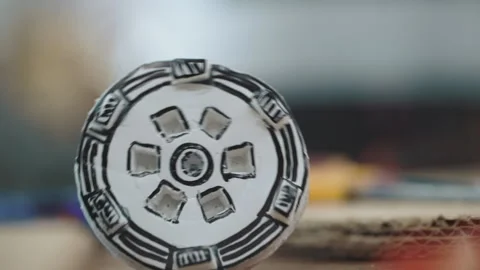 cardboard homemade arc reactor tony star... | Stock Video | Pond5