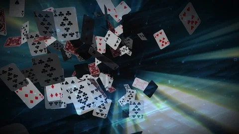 Cards falling into the dark and lighting... | Stock Video | Pond5