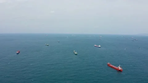 Cargo and Container ships Maritime conge... | Stock Video | Pond5