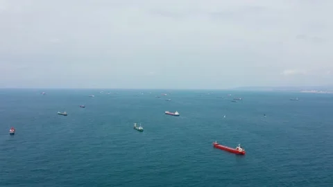 Cargo and Container ships Maritime conge... | Stock Video | Pond5