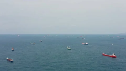 Cargo and Container ships Maritime conge... | Stock Video | Pond5