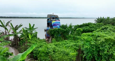 Cargo boat on Amazon river. Amazonia. So... | Stock Video | Pond5