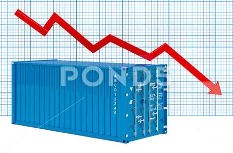 Cargo container with downing chart. 3D rendering: Royalty Free #125911778