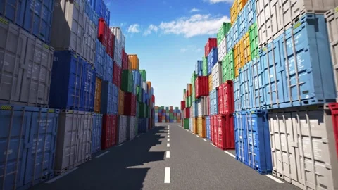 Cargo Containers Port in a 3D animation | Stock Video | Pond5