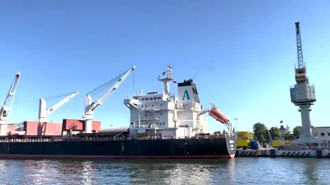 cargo port ships loading unloading cargo... | Stock Video | Pond5