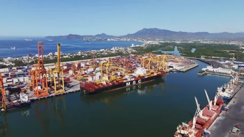 Cargo Ship With Containers In Port Of Ma... | Stock Video | Pond5