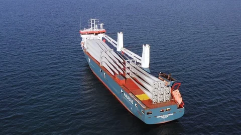 Cargo Ship loaded with Electric Turbine ... | Stock Video | Pond5