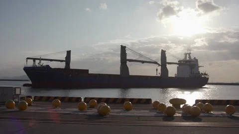 Cargo ship Ocean Gladiator turning in ha... | Stock Video | Pond5