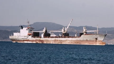 A Cargo Ship Stand In The Sea | Stock Video | Pond5