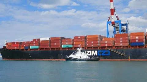 Cargo shipping container ship side 4K | Stock Video | Pond5