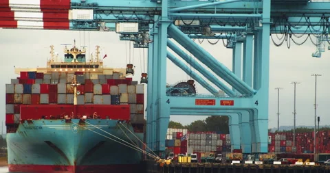 Cargo Shipping Containers, Loading and U... | Stock Video | Pond5