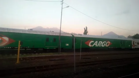 Cargo Train seen from the train window | Stock Video | Pond5